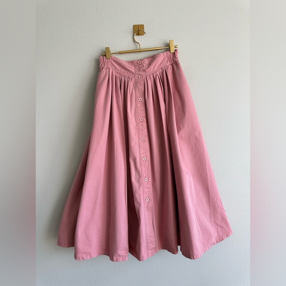 marc lewis | Skirts | Vintage Pink Cotton Button Front Midi Skirt ...